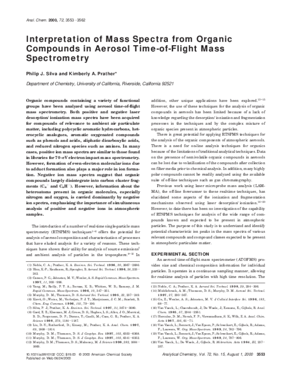 (PDF) Interpretation of Mass Spectra from Organic Compounds in Aerosol ...