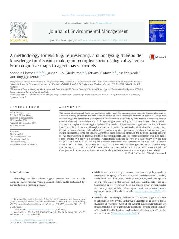 (PDF) A methodology for eliciting, representing, and analysing stakeholder knowledge for ...
