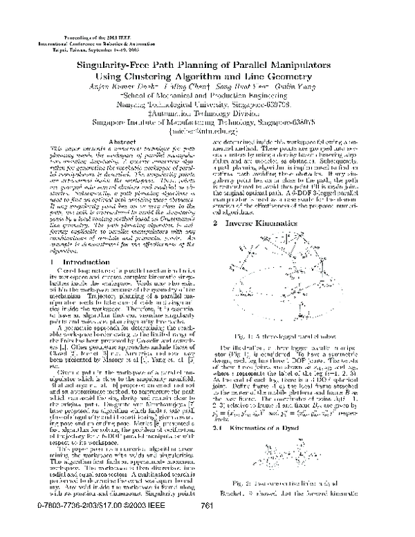 (PDF) Singularity-free path planning of parallel manipulators using clustering algorithm and ...