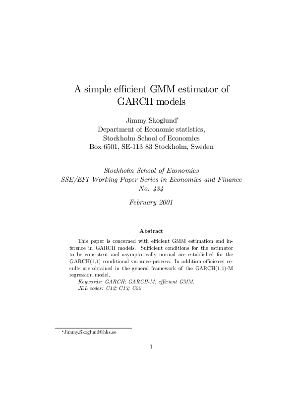 (PDF) A simple efficient GMM estimator of GARCH models