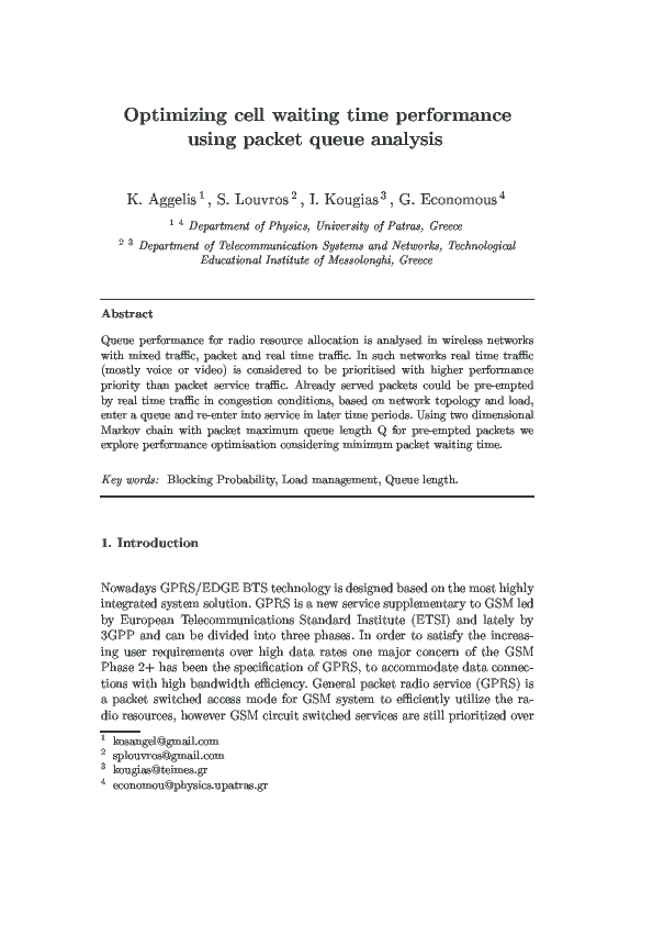 Pdf Optimizing Cell Waiting Time Performance Using Packet Queue Analysis