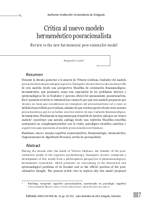 (PDF) Review of the new hermeneutic post-rationalist model