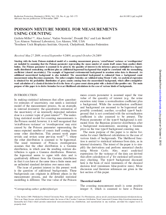 (PDF) Poisson mixture model for measurements using counting