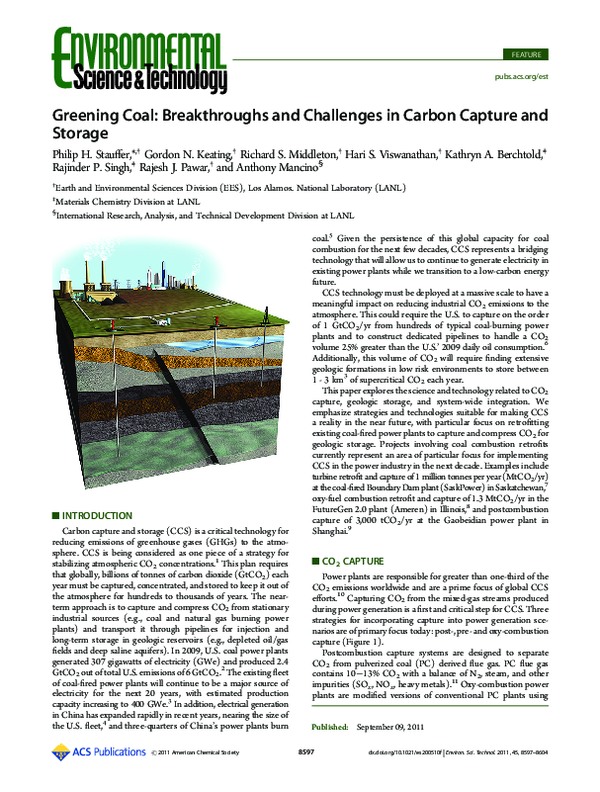 (PDF) Greening Coal: Breakthroughs and Challenges in Carbon Capture and ...