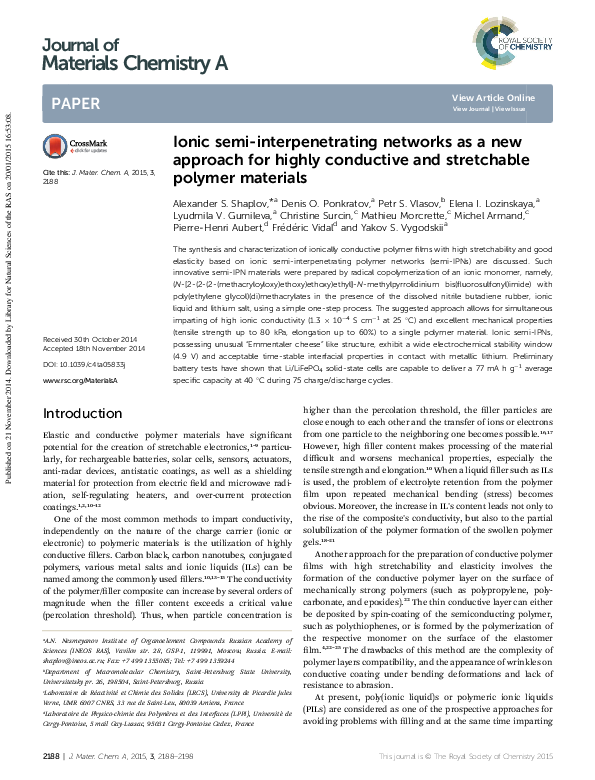 (PDF) Ionic semi-interpenetrating networks as new approach for highly ...