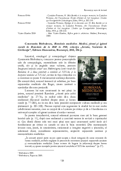 (PDF) Iuliu-Marius MORARIU, Constantin Bărbulescu, România medicilor ...