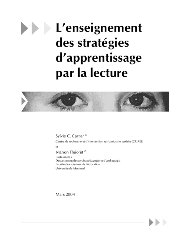 (PDF) L'enseignement des stratégies d'apprentissage par la lecture