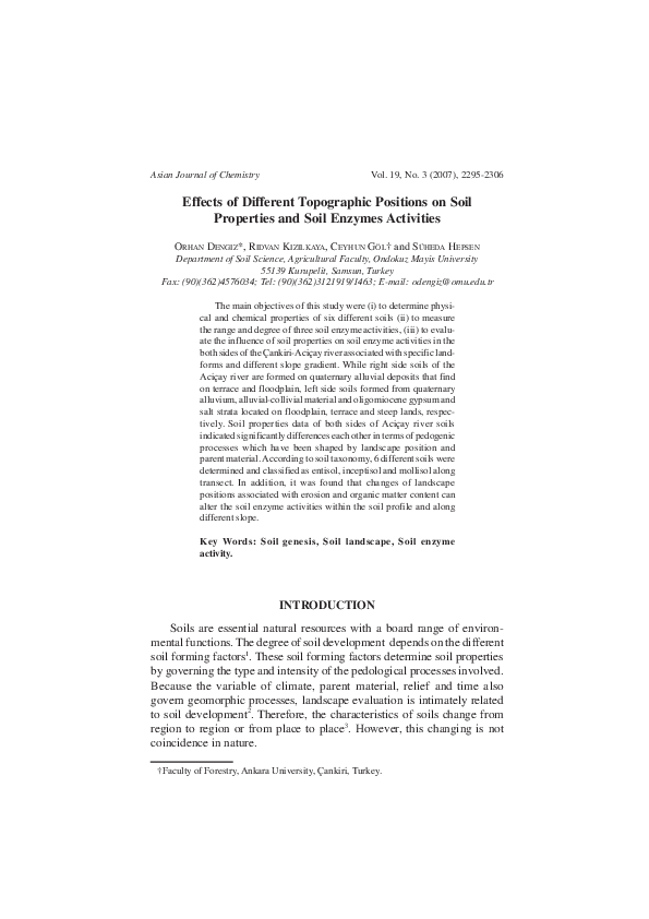 (PDF) Effects of different topographic positions on soil properties and soil enzymes activities