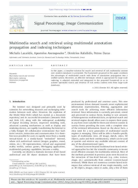 (PDF) Multimedia search and retrieval using multimodal annotation propagation and indexing ...