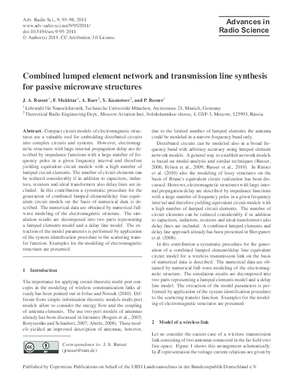 (PDF) Combined lumped element network and transmission line model for ...