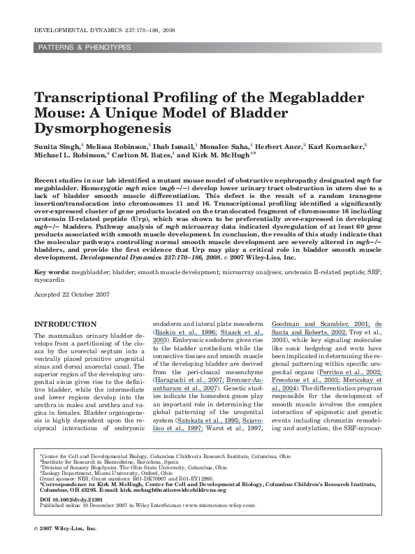 (PDF) Transcriptional profiling of the megabladder mouse: A unique ...
