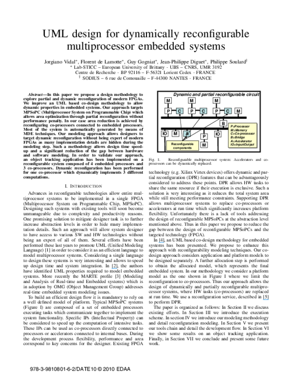Uml Design For Dynamically Reconfigurable Multiprocessor Embedded Systems