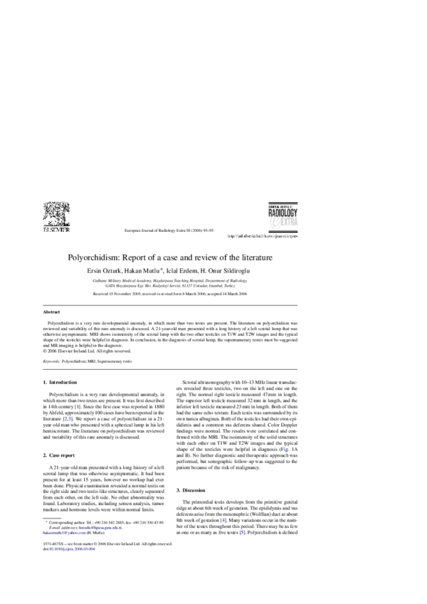 Pdf Polyorchidism Report Of A Case And Review Of The Literature