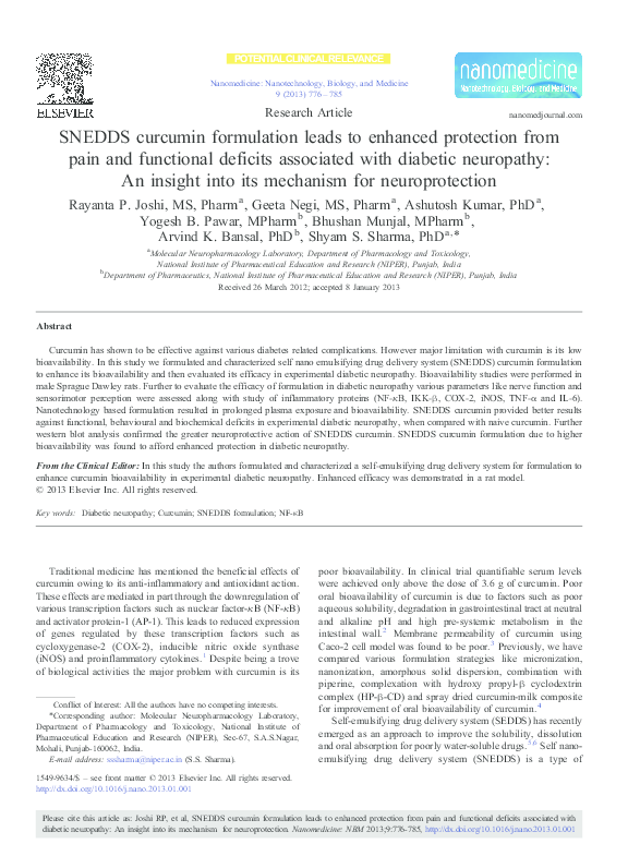 (PDF) SNEDDS curcumin formulation leads to enhanced protection from ...