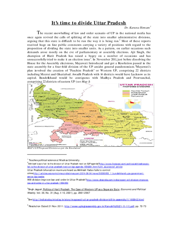 (PDF) It's time to divide Uttar Pradesh