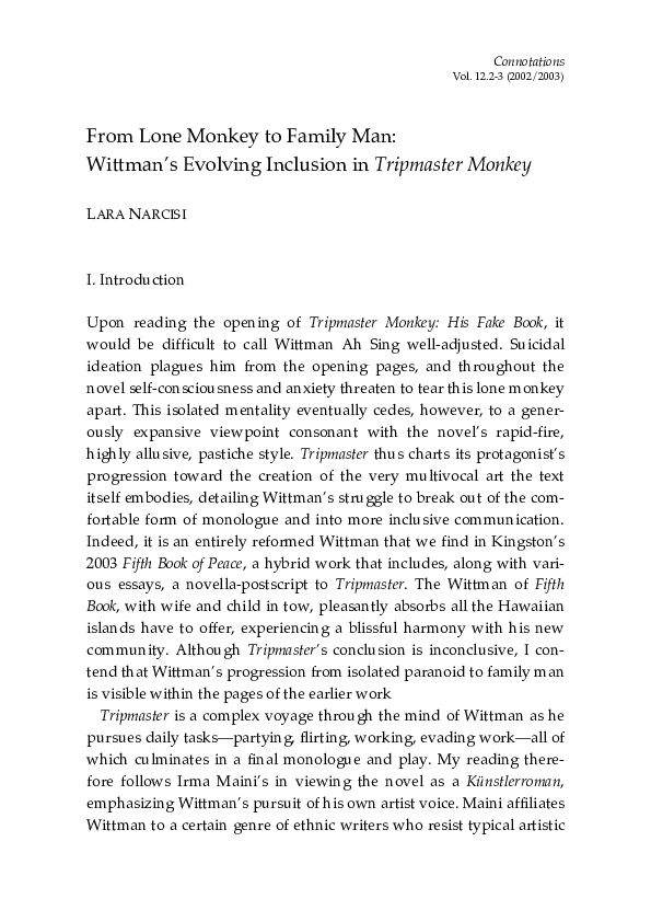 (PDF) Monkey See, Monkey Do Otherwise: Interpolation in Maxine Hong ...