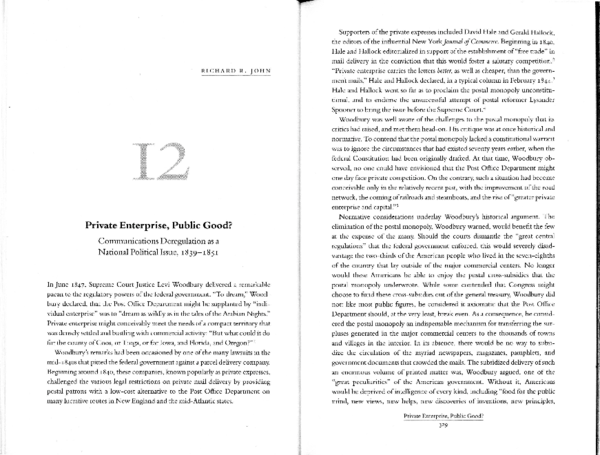 (PDF) "Private Enterprise, Public Good? Communications Deregulation as ...
