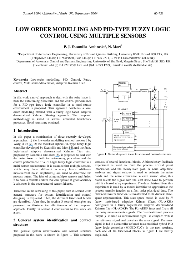 Pdf Low Order Modelling And Pid Type Fuzzy Logic Control Using Multiple Sensors