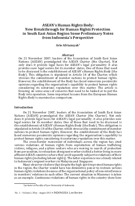 (PDF) ASEAN’s Human Rights Body: New Breakthrough for Human Rights ...