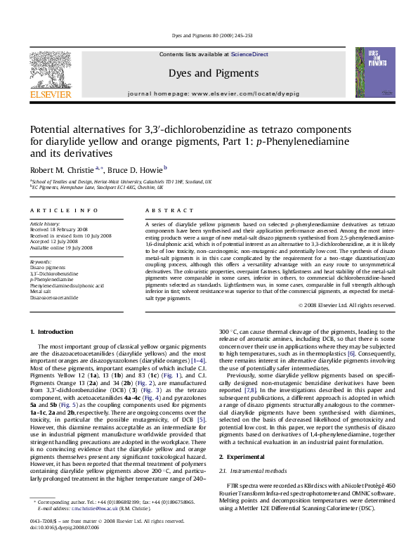 (PDF) Potential alternatives for 3,3′-dichlorobenzidine as tetrazo ...