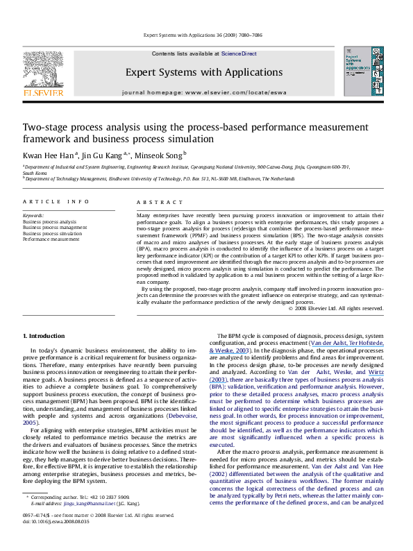 (PDF) Two-stage process analysis using the process-based performance measurement framework and ...