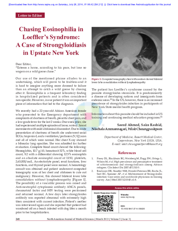 (PDF) Chasing Eosinophilia in Loeffler's Syndrome: A Case of ...