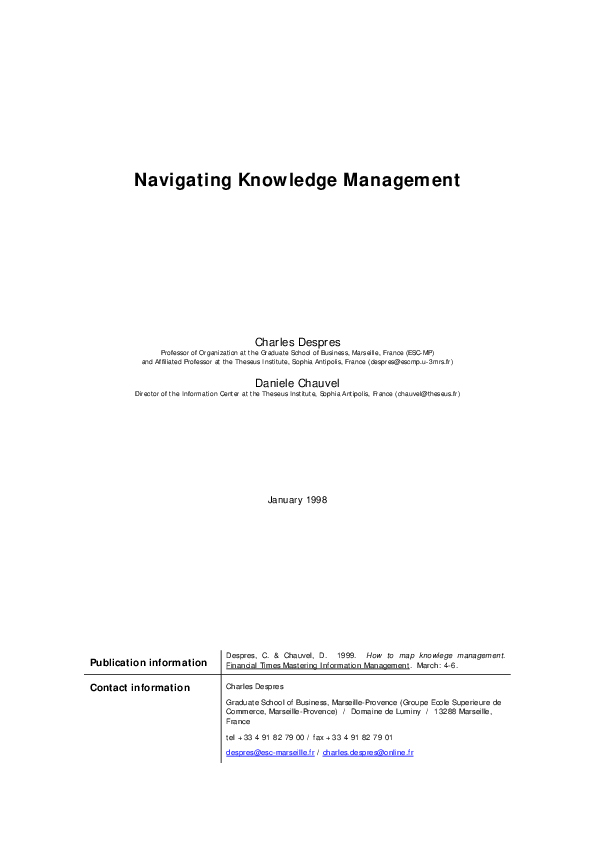 (PDF) Mastering Information Management: Part Six Knowledge Management