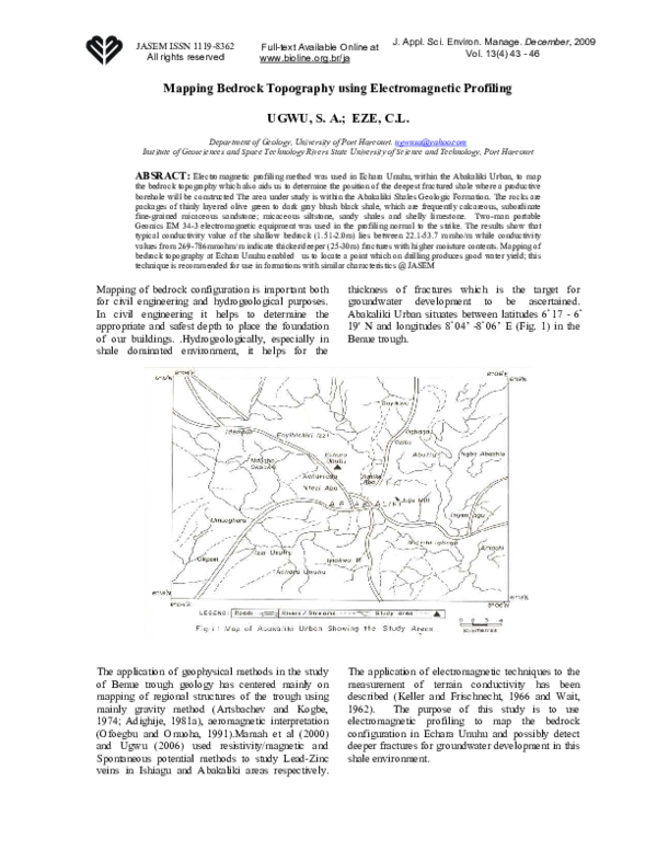 Pdf Mapping Bedrock Topography Using Electromagnetic Profiling