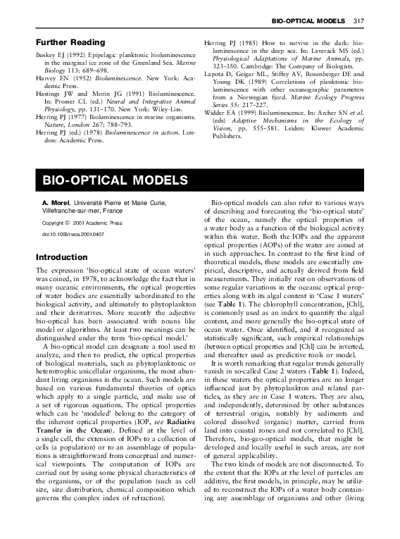(PDF) BIO-OPTICAL MODELS
