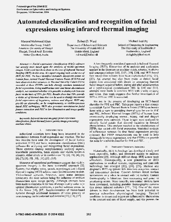(PDF) Automated classification and recognition of facial expressions using infrared thermal imaging