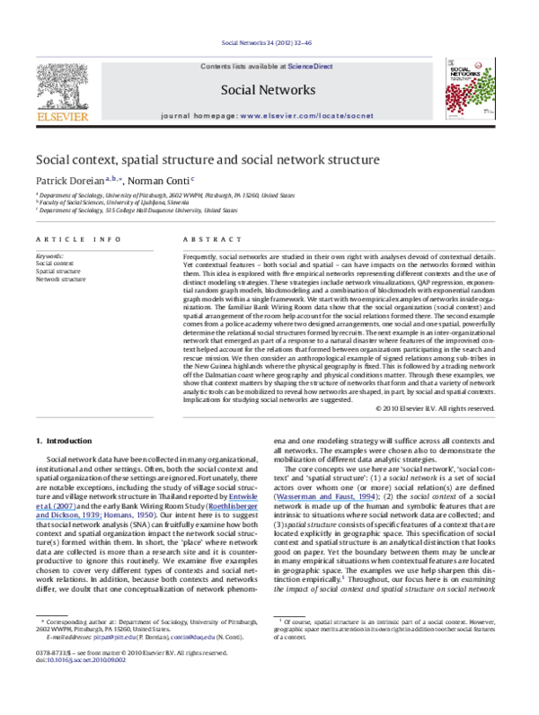 (PDF) Social context, spatial structure and social network structure