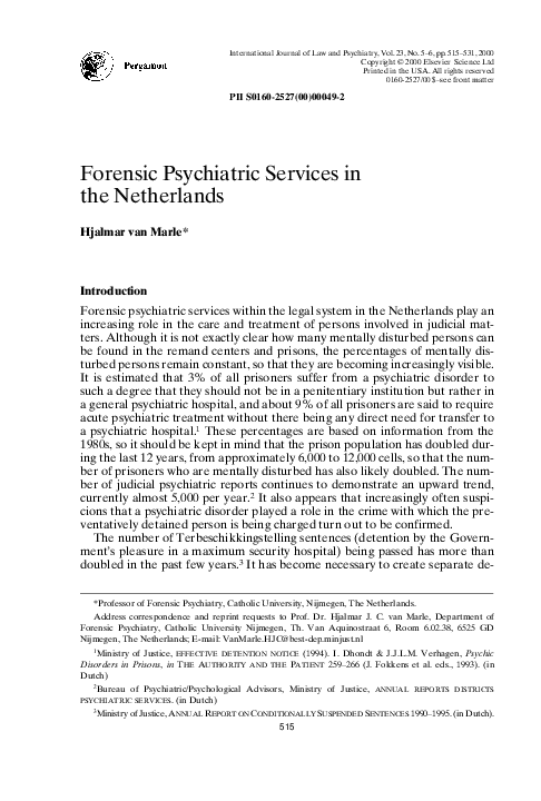 (PDF) Forensic Psychiatric Services in the Netherlands