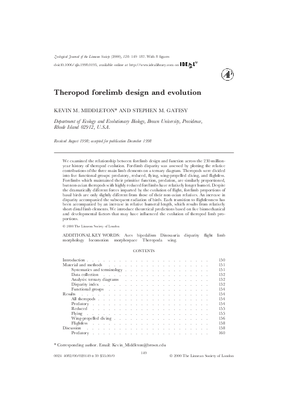 (PDF) Theropod forelimb design and evolution