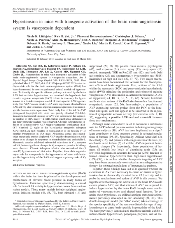 (PDF) Hypertension in mice with transgenic activation of the brain ...