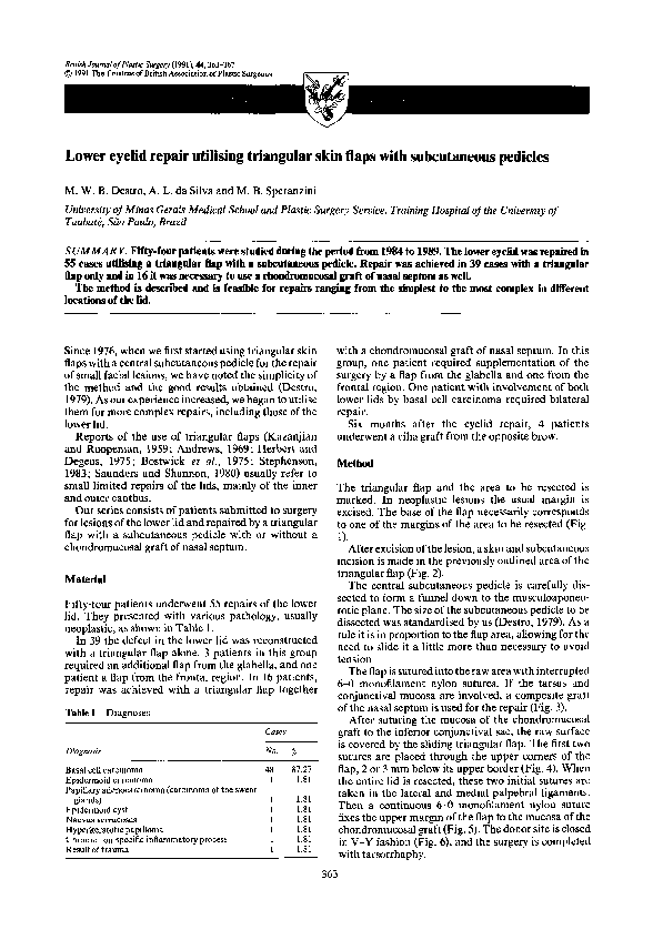 (PDF) Lower eyelid repair utilising triangular skin flaps with ...