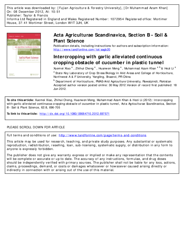 (PDF) Intercropping with garlic alleviated continuous cropping obstacle ...