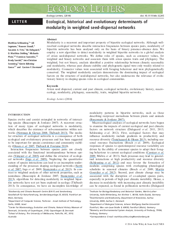 (PDF) Ecological, historical and evolutionary determinants of ...