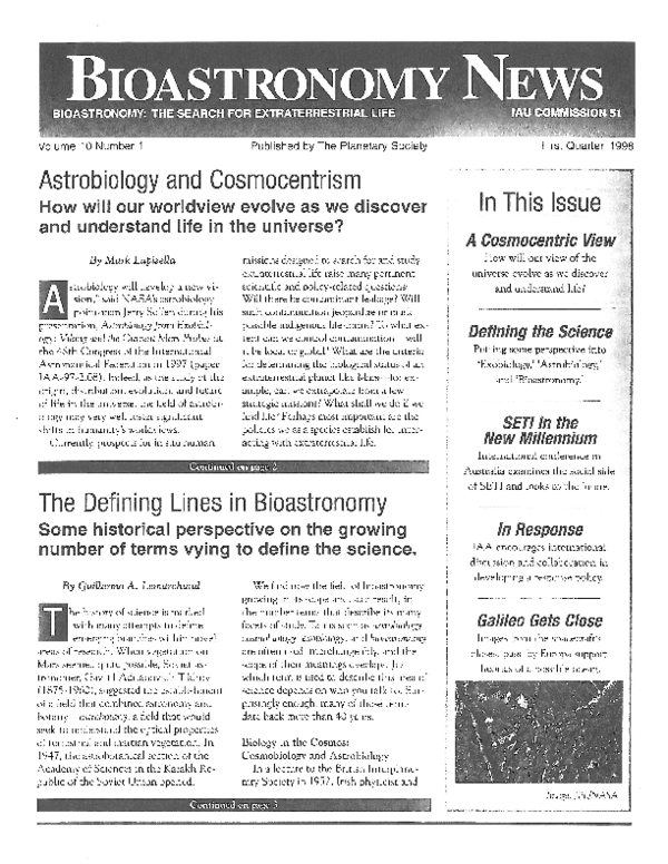 (PDF) Astrobiology and Cosmocentrism