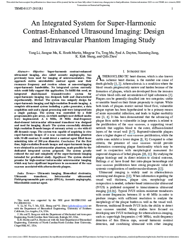 (PDF) Transimpedance Amplifier for Integrated 3D Ultrasound Biomicroscope Applications | Mohaned ...