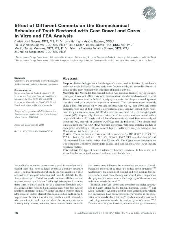 (PDF) Effect of Different Cements on the Biomechanical Behavior of ...