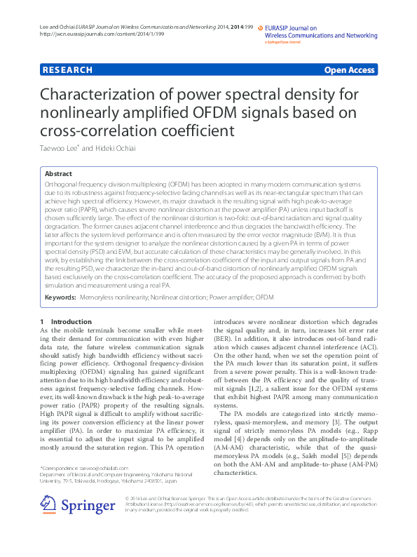 Pdf Characterization Of Power Spectral Density For Nonlinearly