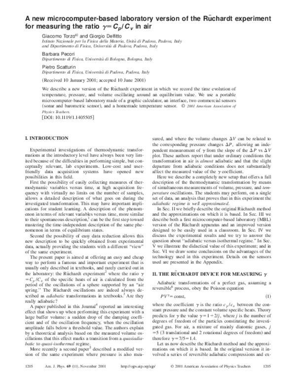 (PDF) A new microcomputer-based laboratory version of the Rüchardt ...