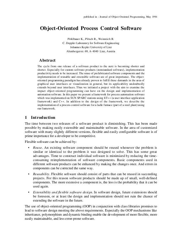 (PDF) Object-Oriented Process Control Software