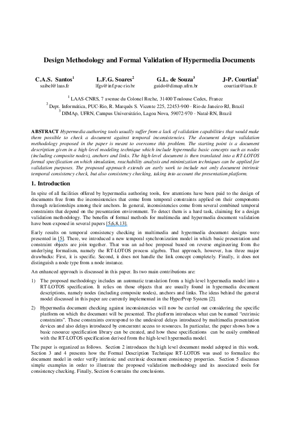 (PDF) Design methodology and formal validation of hypermedia documents