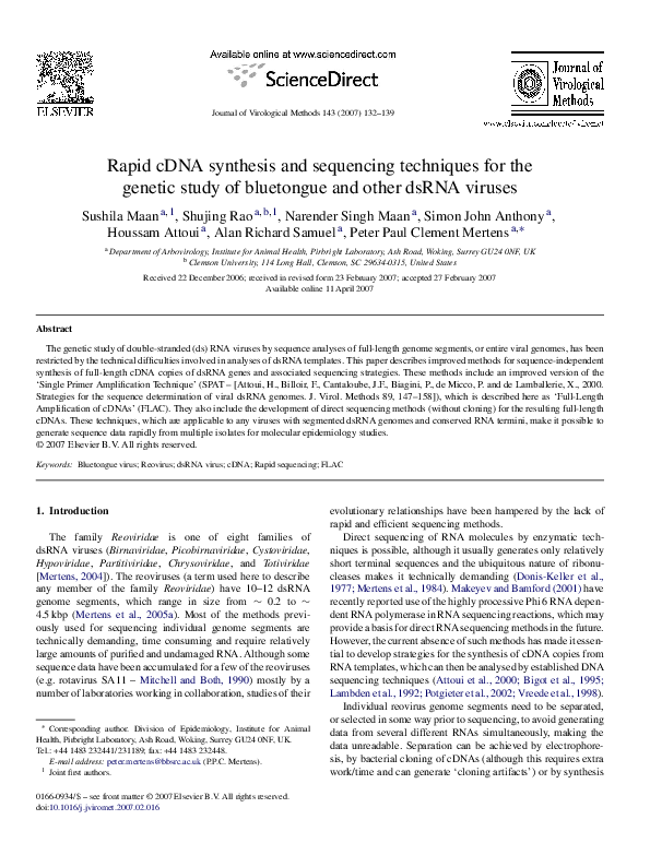 (PDF) Rapid cDNA synthesis and sequencing techniques for the genetic ...