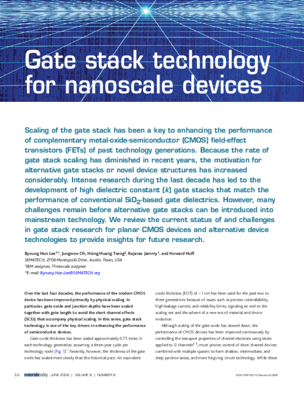 (PDF) Gate stack technology for nanoscale devices