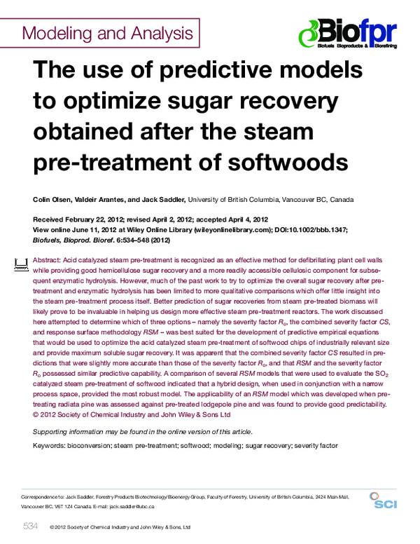 (PDF) The use of predictive models to optimize sugar recovery obtained ...