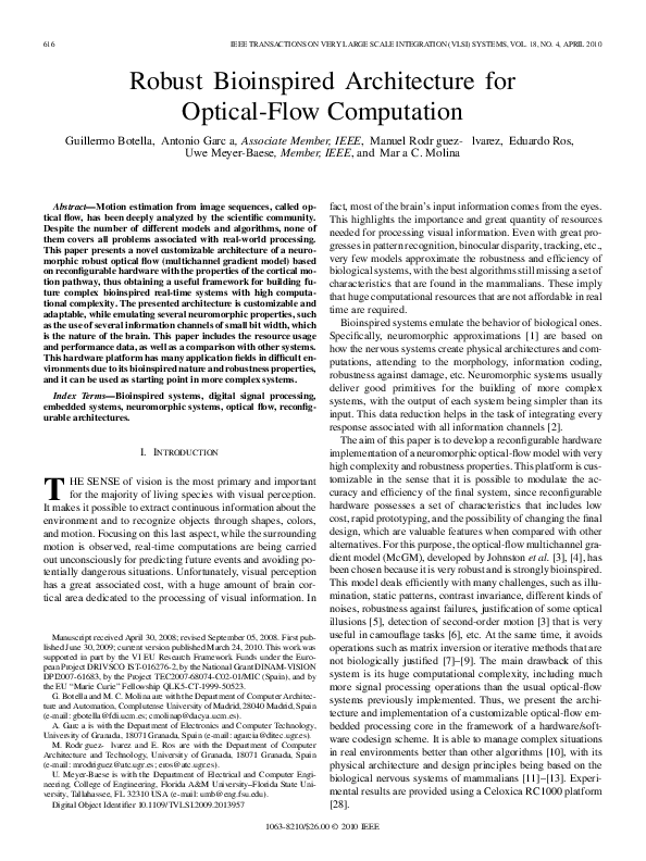 (PDF) Robust Bioinspired Architecture for Optical-Flow Computation