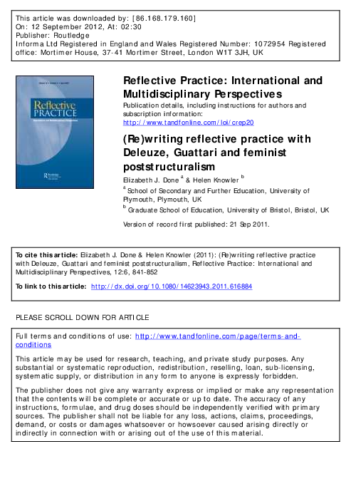 (PDF) Reflective Practice: International and Multidisciplinary ...