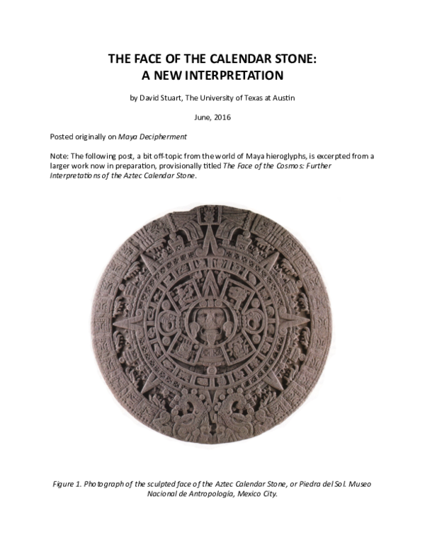 (PDF) The Face of the Calendar Stone: A New Interpretation